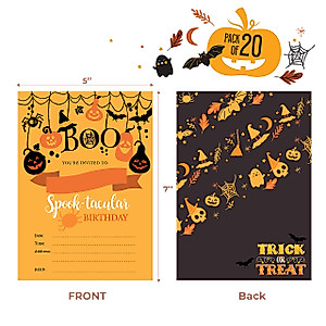 Joyful Toys Halloween Birthday Invitations with Envelopes Pack of 20 | Holloween Birthday Invites 5" x 7" Cards - Ideal for Kids Halloween Party Decorations & Halloween Party Supplies