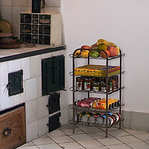 smusei 5 Tier Water Bottle Organizer Vertical Free Standing Storage Shelf Metal Beverage Rack Dispenser Large Capacity Bottled Water Holder Stand for Kitchen Party Pantry, Bronze