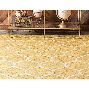 Unique Loom Trellis Frieze Collection Area Rug - Rounded (4' 1" x 6' 1", Yellow/ Ivory)
