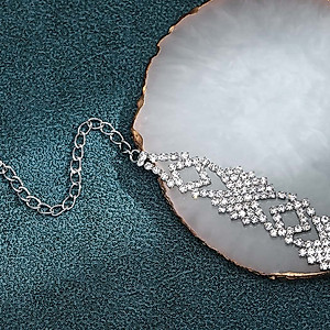 JEAIRTS Rhinestone Choker Necklace Silver Layered Crystal Necklaces Sparkly Tassel Necklace Chain Jewerly Fashion Party Accessories for Women