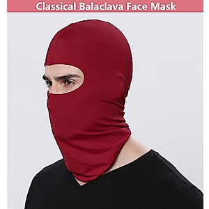 Balaclava Ski Mask Head Mask Full Face Mask Windproof Face Cover Sun UV Protection Scarf Men Women Outdoor Sport Cycling Cap (Dark Red)