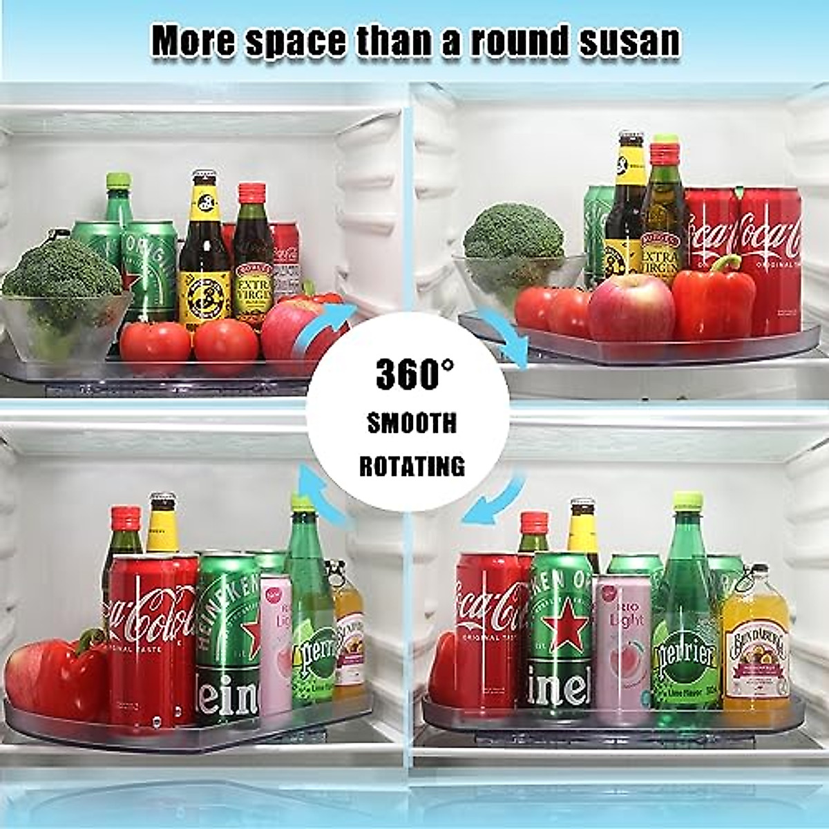 Square Lazy Susan for Refrigerator, Turntable Lazy Susan Organizer for Refrigerator, Countertop Condiment Storage Rack, for Cabinet, Table, Pantry, Kitchen