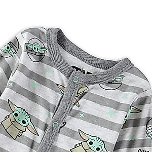 Happy Threads Star Wars Baby Boys One Piece Sleeper - Footed Baby Pajamas - Baby Boy Clothes - Footie Pajamas (Grey/Green/Brown, 3-6 Months)