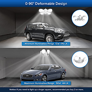 SANSI LED Garage Light, 30W (240W Equivalent) LED Shop Light 3000lm, 5000K Daylight E26 Deformable LED Garage Ceiling Light with 4 Adjustable Panels for Garage, Workshop, Basement, 5 Years Warranty