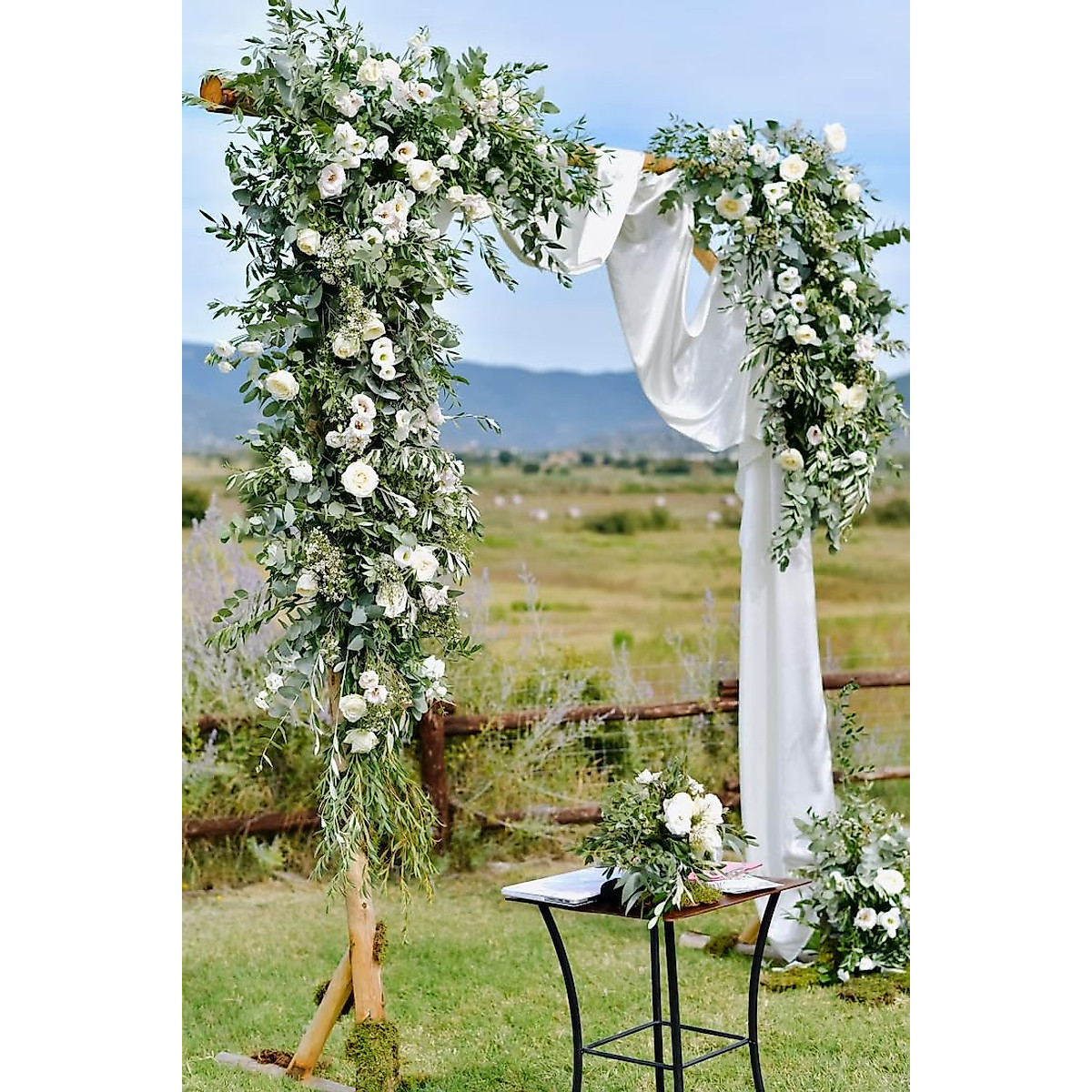 White Satin Fabric 60 Inch by 1 Yards Solid Silky Charmeuse Fabrics for Wedding Decoration Table Cover DIY Dress Fashion Backdrop Crafts Support