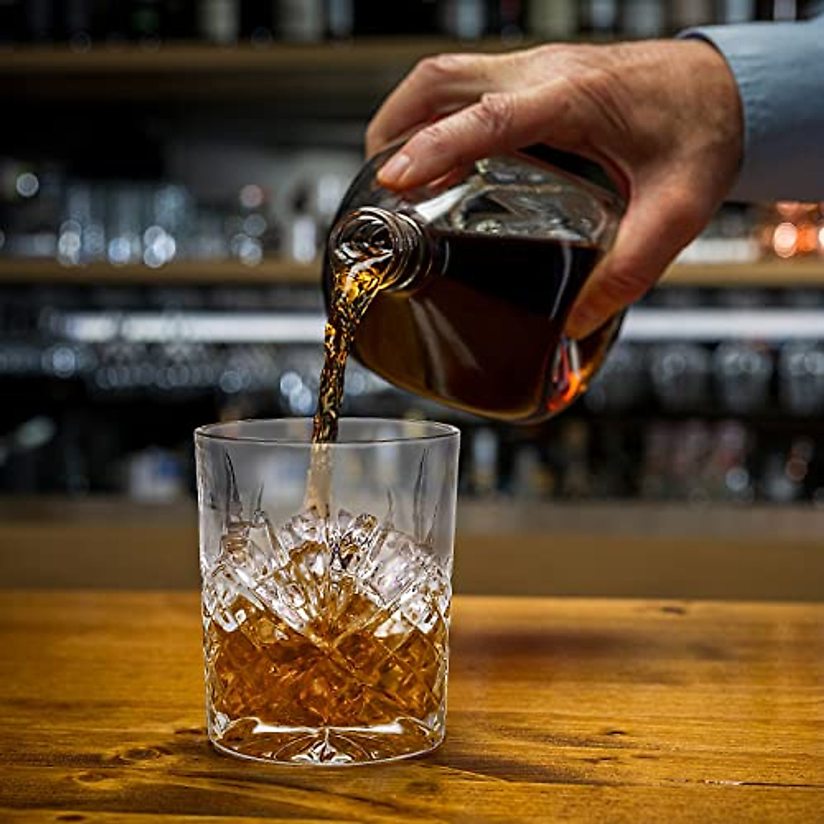 Youeon Set of 6 Crystal Whiskey Glasses, 10 Oz Old Fashioned Glasses, Rocks Glasses, Bourbon Glasses, Rum Glasses, Scotch Glasses, Clear Drinking Glasses for Cocktails Tequila Rum Liquor Rye and More