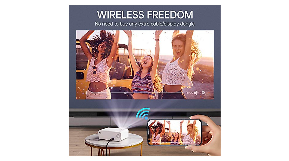 Get VIMGO Mini WiFi Projector - 1080P, Portable, 200"