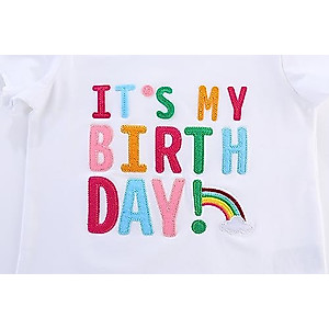 Mud Kingdom Little Girls Birthday Outfits 6 Long Sleeve Shirt and Skirt Set, White, 6(48-51 ins./47-58 lbs.)