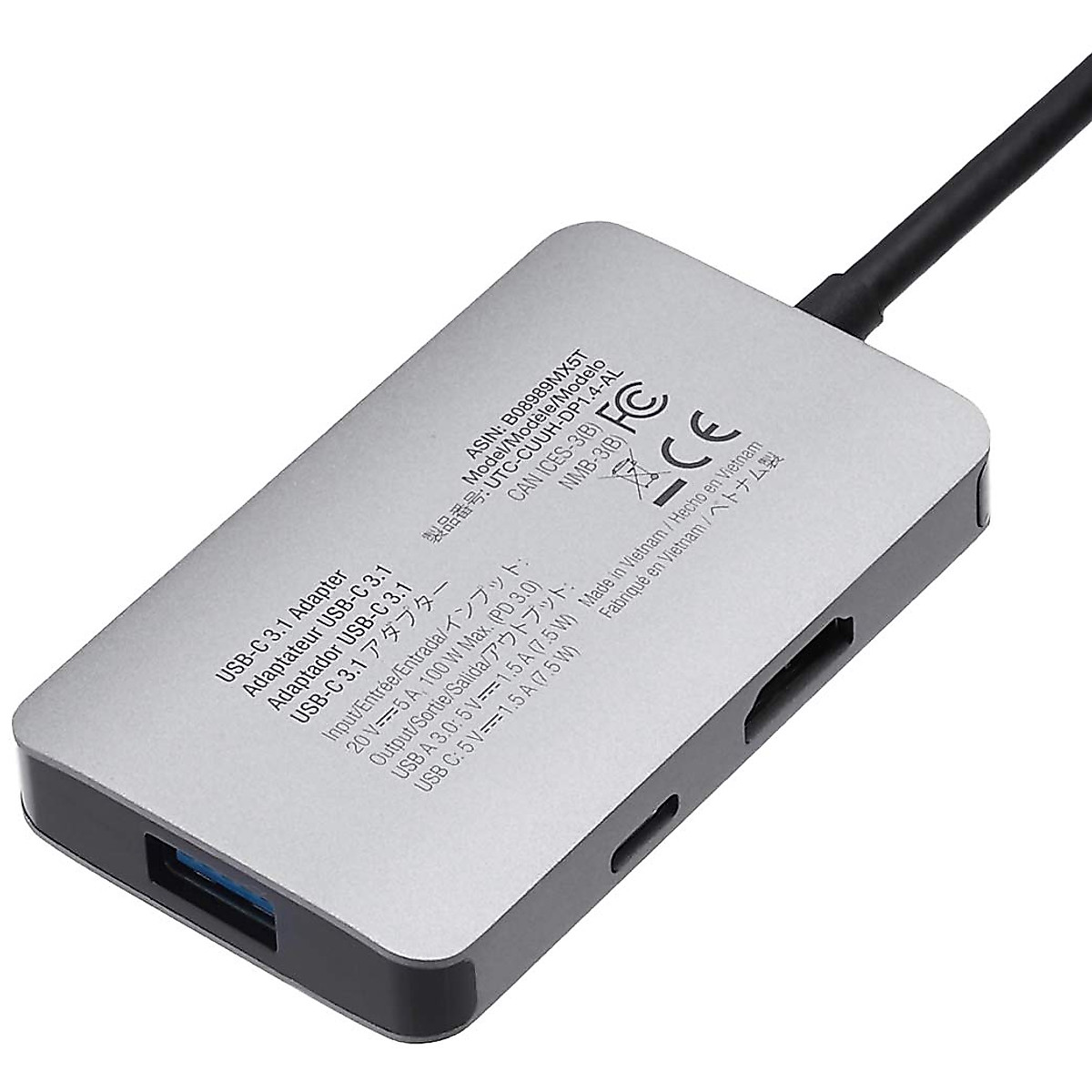 Amazon Basics USB-C 3.1 Adapter with 4K HDMI, USB-C port and 100W Power Delivery, Gray