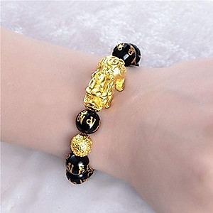 Black Obsidian Wealth Bracelet, 3 Pcs Good Luck Pi Xiu Bracelets for Women Men Attract Health Wealth Money Jewelry