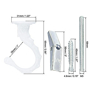 PATIKIL 2.6" x 1.2" Ceiling Hook, Orchid Swag Hooks with Mounting Hardware for Indoor and Outdoor Plant Hanging, White