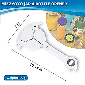 Jar Opener, Jar & Bottle Opener for Weak Hands Seniors with Arthritis Lid Opener Cap Opener Grip Opener | Labor-saving | Multifunctional | Adjustable | Handheld (Pure White)