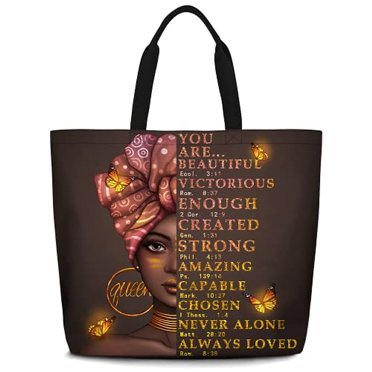 African American Women Tote Bags - Black Women Shoulder Bag Afro Black Girl Magic Satchel Handbags For Beach Gym School Travel