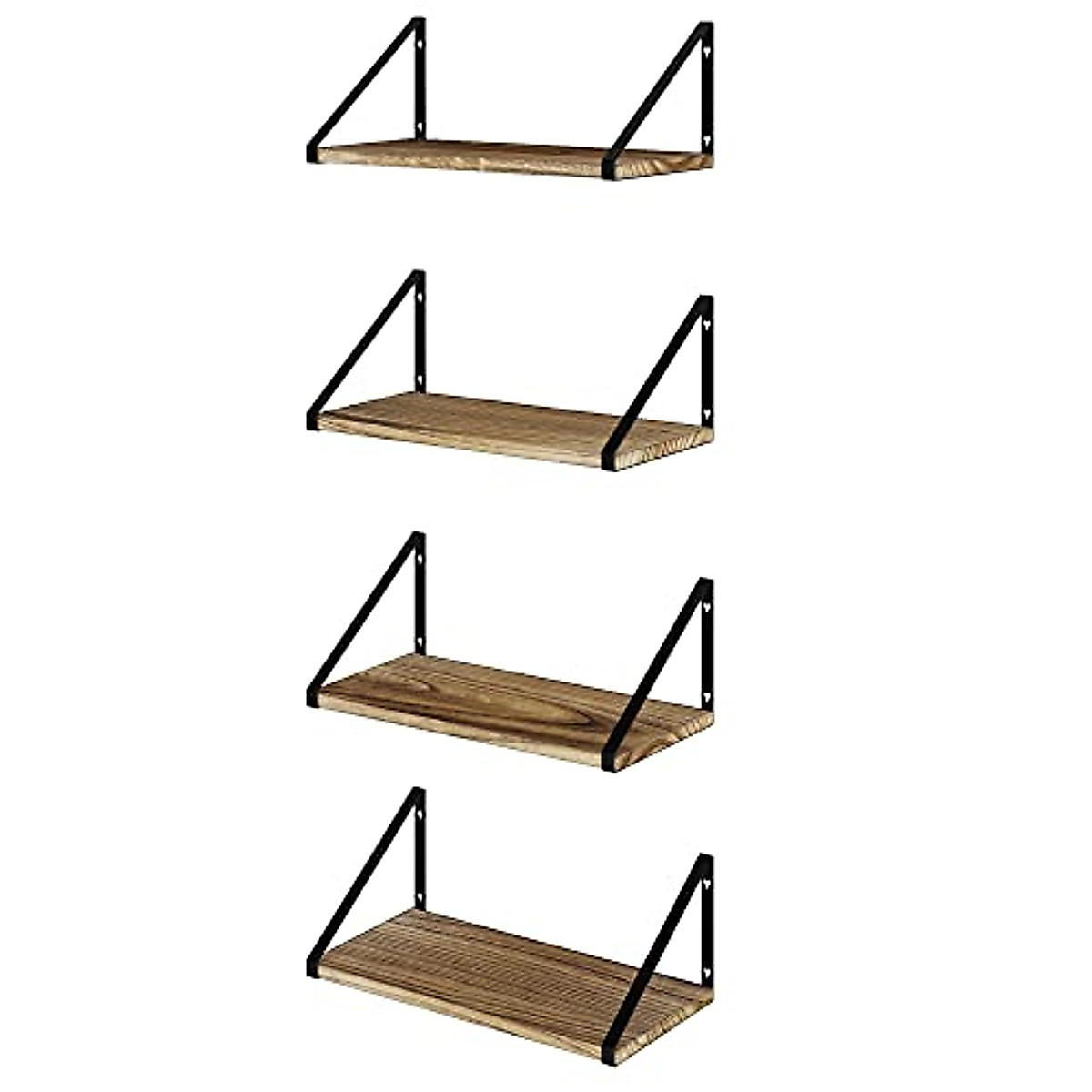Wallniture Ponza Floating Shelves, 17"x8" Bookshelf Set for Living Room, Shelves for Bedroom, Kitchen Organization & Bathroom Storage Office Shelves Burnt Set of 4