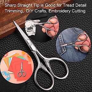 HITOPTY Small Precision Scissors, 3.5inch Stainless Steel Multi-Purpose Vintage Beauty Grooming Kit for Facial Hair, Eyebrow, Eyelash, Beard, Moustache with PU Sheath