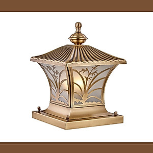 Post Lights Home Garden Outside Stigma Light, Europe Retro Pedestal Lamp Die-cast Aluminum Outdoor Landscape Safety Column Lighting American Waterproof Exterior Fence Lantern E27 Decor