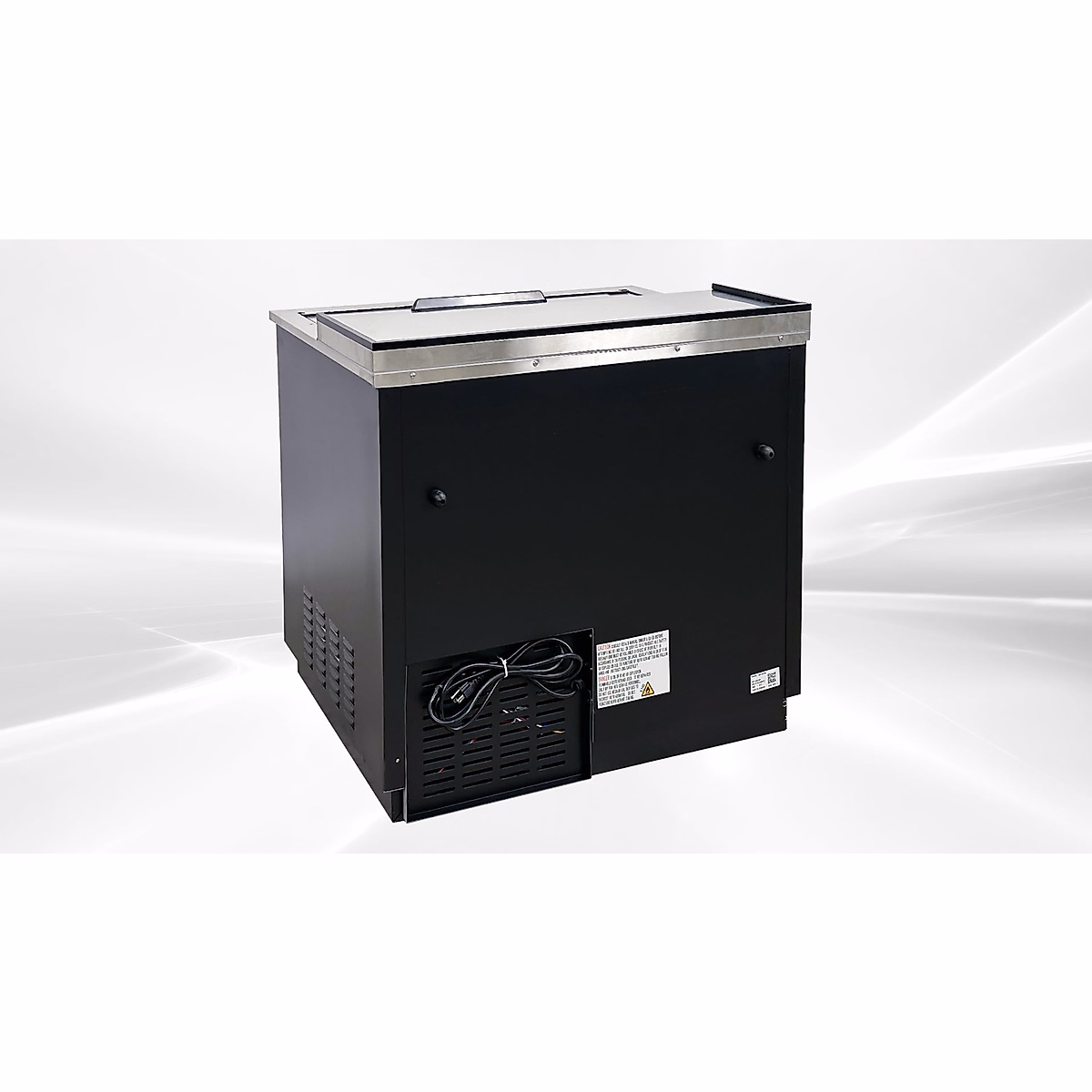 Elite Kitchen Supply Commercial Back Bar Beer Bottle Refrigerator, ETL NSF Horizontal Deep Well Fridge Cooler Merchandiser, 36" W Top Lid, White, 17 cases of 12 oz. cans Capacity