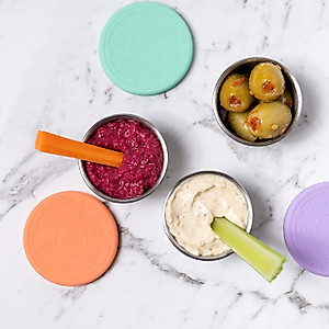 Everusely 3 x 1.7oz Leakproof Salad Dressing Container To Go, Stainless Steel Small Condiment Containers with Lids, Sauce Containers For Lunch Box, Dressing Cups with Lids, Dip Containers, Sauce Cups