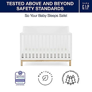 GAP babyGap Oxford 6-in-1 Convertible Crib - Greenguard Gold Certified, Bianca White/Natural