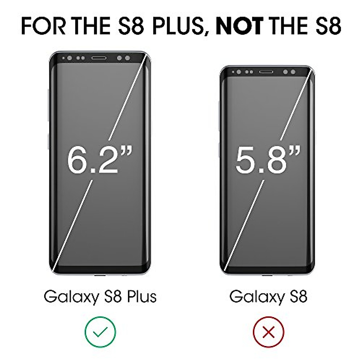 amFilm Glass Screen Protector for Samsung Galaxy S8 Plus, 3D Curved Tempered Glass, Dot Matrix with Easy Installation Tray, Case Friendly (Black)