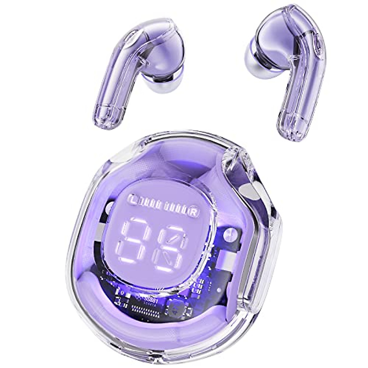 ACEFAST T8 Wireless Earphones Bluetooth 5.3 Headphones LED Power Display Mini Crystal in-Ear Earbuds with Wireless Charging Case Touch Control Built-in Mic Headphone for Sports Waterproof Earphone