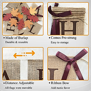 Uniwish Happy Fall Banner with Pumpkin Maple Leaves Sign Garland Fall Thanksgiving Day Decorations Mantle Fireplace Hanging Bunting