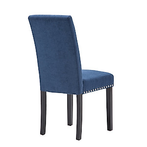 NOBPEINT Dining Chair Upholstered Fabric Dining Chairs with Copper Nails,Set of 2,Blue