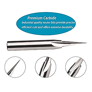 DashHound BRV20 Carbide V-Point Router Bit Wood Engraving Bit “V” 20 Deg with 1/4 Shank and 2” Overall Length 2D&3D Carving