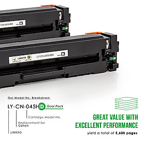 LINKYO Compatible Toner Cartridge Replacement for Canon 045 High Capacity 045H (Black, 2-Pack)
