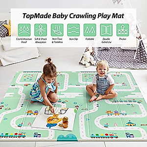 Play Mat, TopMade Folding Baby Playmat Reversible Kid Crawling Play Mat Waterproof Soft Foldable Mat Large Foam Floor Gym Activity Carpet NonToxic Portable Tummy Time Playroom Mat for Infant Toddler