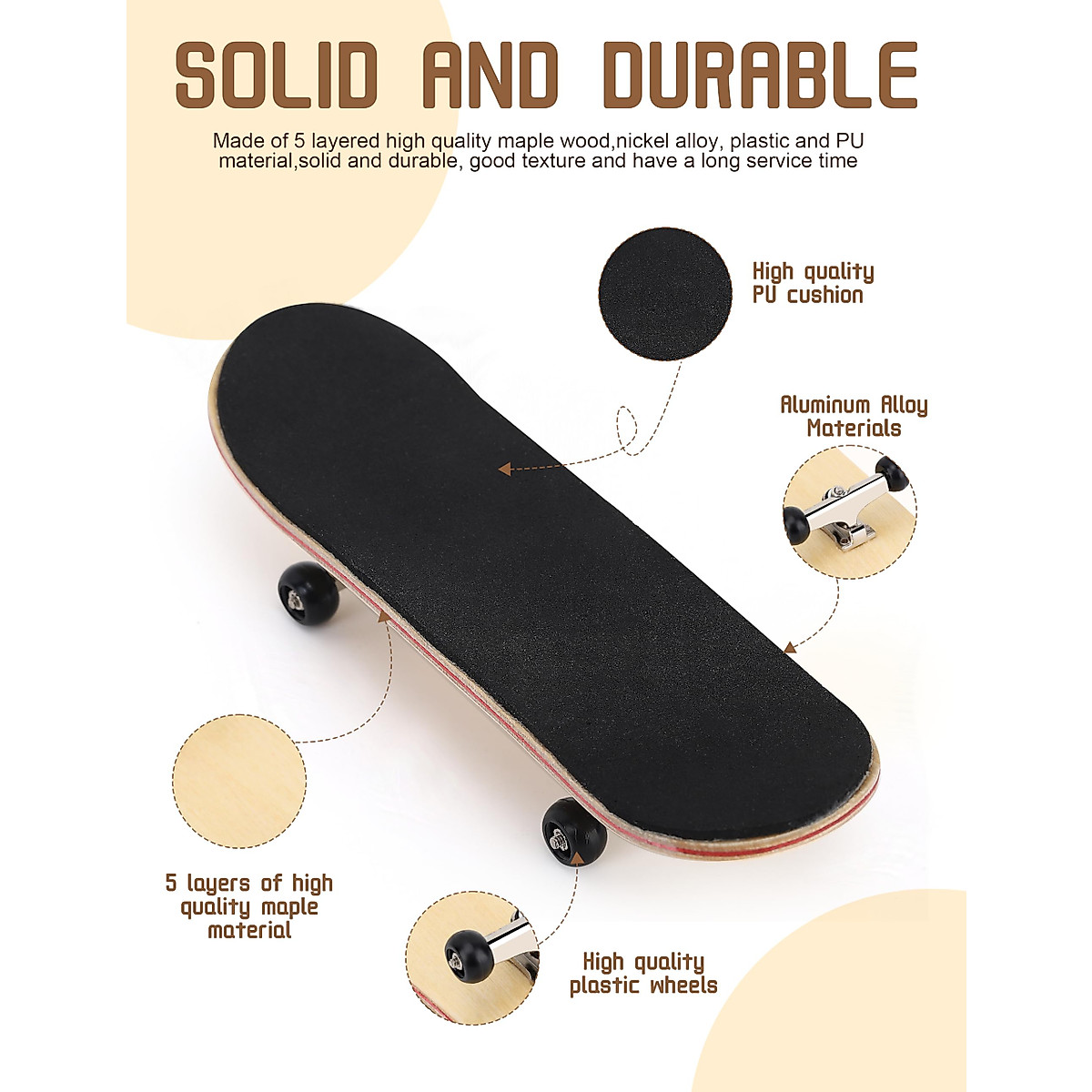 Yosoo Health Gear Finger Skateboards, Finger Board, Tool Kit, 1Pc Maple Wooden Alloy Fingerboard Finger Skateboards with Box Reduce Pressure Kids Gifts