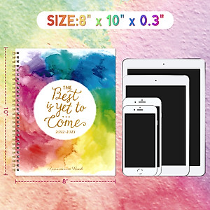 Appointment Book 2022-2023 - 2022-2023 Daily Hourly Planner, 8" x 10", July. 2022 - June. 2023, with 30-Minute Interval + Thick Paper + Round Corner + Twin-Wire Binding - Watercolor Ink