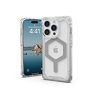 URBAN ARMOR GEAR UAG Designed for iPhone 15 Pro Case Plyo Ice/Silver 6.1" Compatible with MagSafe Bundle with UAG Civilian Phone Lanyard Adjustable Wrist Strap Graphite/Black