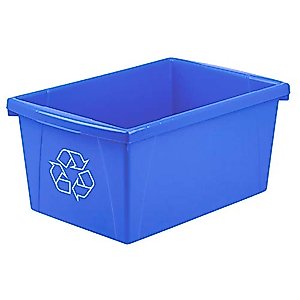 Storex 5.5 Gallon (21L) Recycle Bin, 16.75 x 8.25 x 11.88 Inches, Blue (61517A06C)