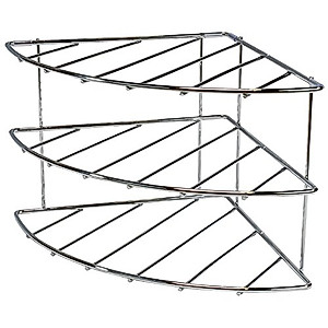 DecoBros 3-Tier Counter and Cabinet Corner Shelf Organizer, Chrome