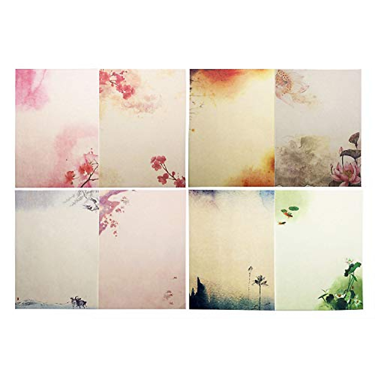 Penta Angel 32 Pcs Vintage Stationery Paper Romantic Love Letter Writing Paper Old Style Poetry Note Card Blank with 16 Cute Retro Envelopes, Stationery Paper and Envelops Set (8 styles)