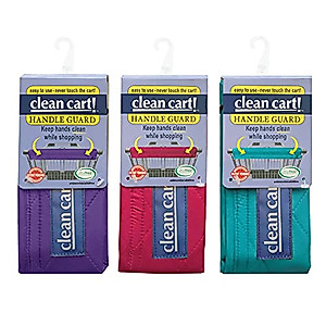 Clean Cart Secure Shopping Cart Handle Cover with Ultra-Fresh Technology, Bright Colors, 3-Pack