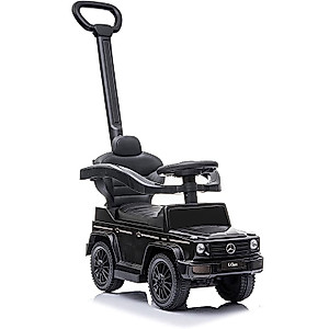 Best Ride On Cars 3 In 1 Mercedes G-Wagon Push Car for Toddlers 1 to 3 Years Old, Kids Outdoor Stroller with Music, Horn Sounds, and Handle, Realistic Driving Experience, Black