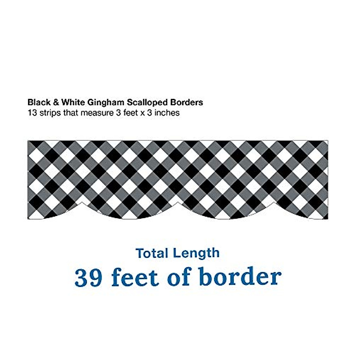 Schoolgirl Style Black and White Gingham Bulletin Board Borders, Woodland Whimsy Classroom Decorations, 39 Feet
