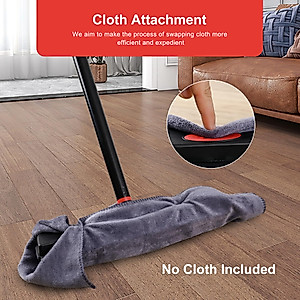 Tiumso Rubber Broom for Carpet, Pet Hair Removal Broom with Squeegee for Floor, Carpet Broom Includes Rubber Brush and Microfiber Cloth for Dog and Cat Hair - Black and Red