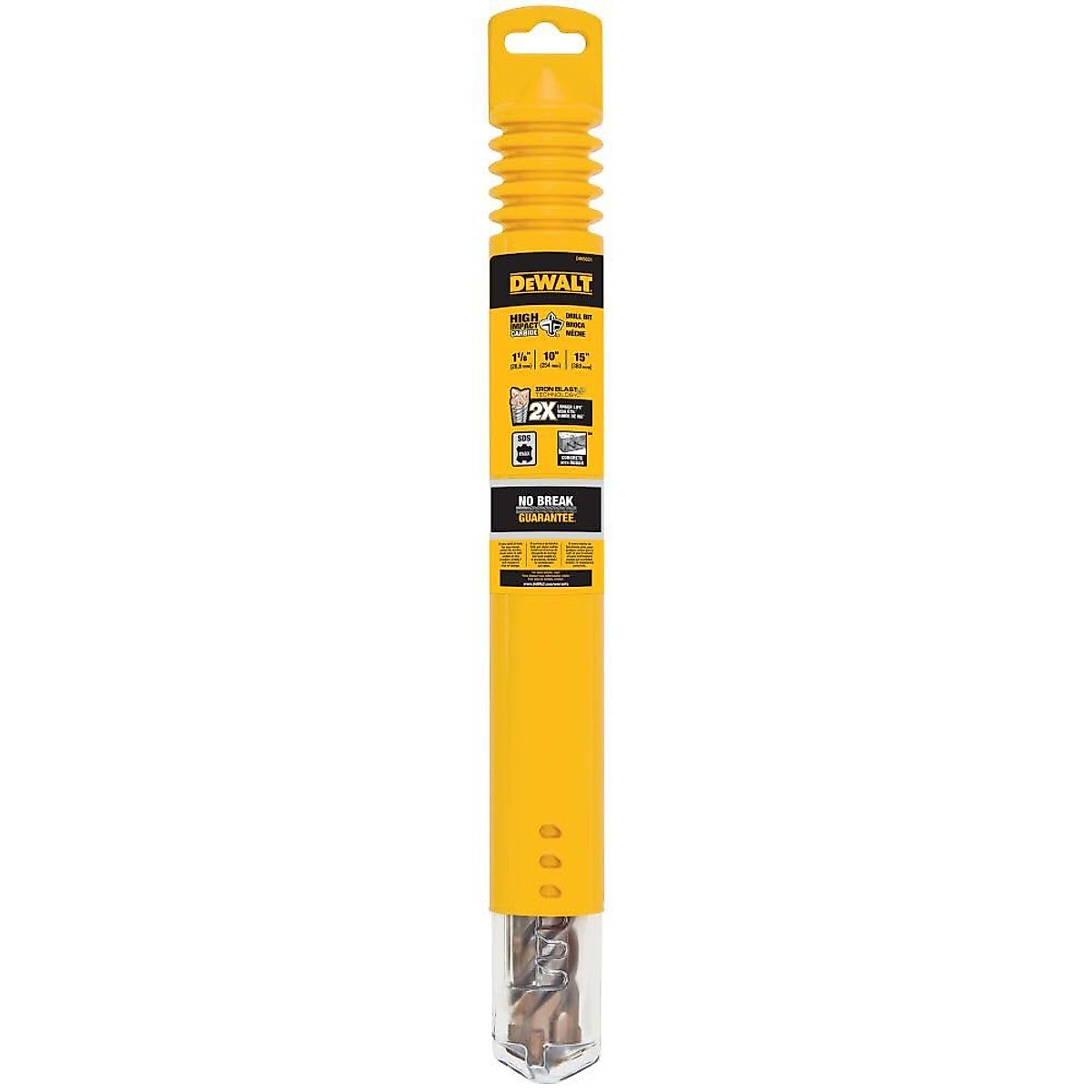 DEWALT SDS Max Bit for Rotary Hammer, 1-1/8-Inch x 10-Inch x 15-Inch, 4-Cutter (DW5821)