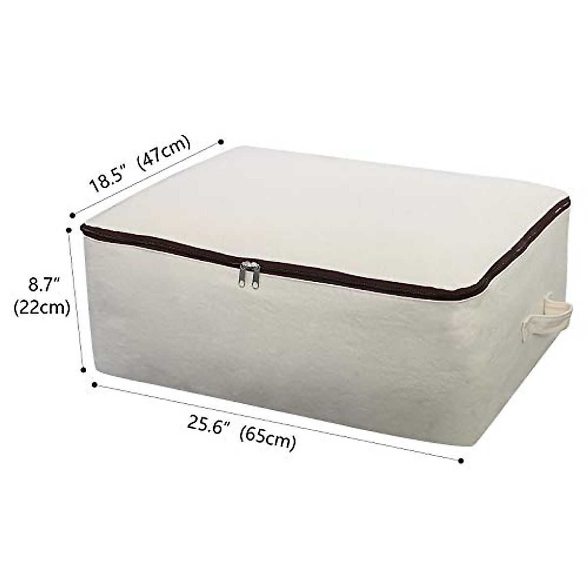 2PCS Canvas Storage Bag, 12OZ Thick Soft Breathable Closet Organizer for Beddings, Comforters, Pillows, Blankets, Clothes, 25.6×18.5×8.7inch, Beige