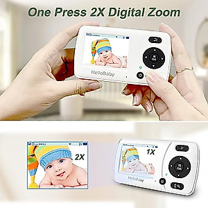 HelloBaby Monitor with Camera and Audio, 1000ft Long Range Video Baby Monitor-No WiFi, Night Vision, VOX Mode-Power Saving, 2.4'' Portable Travel Screen, Baby Safety Camera, for Baby/Pet, Plug & Play