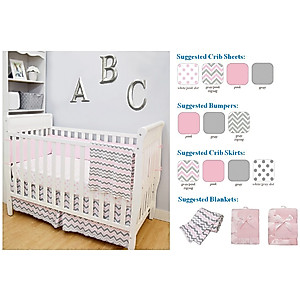 American Baby Company 100% Cotton Tailored Crib Skirt with Pleat, Gray Zigzag, for Boys and Girls