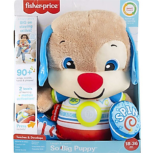 Fisher-Price Laugh & Learn Toddler Learning Toy So Big Puppy Musical Plush with Smart Stages Content for Ages 18+ Months