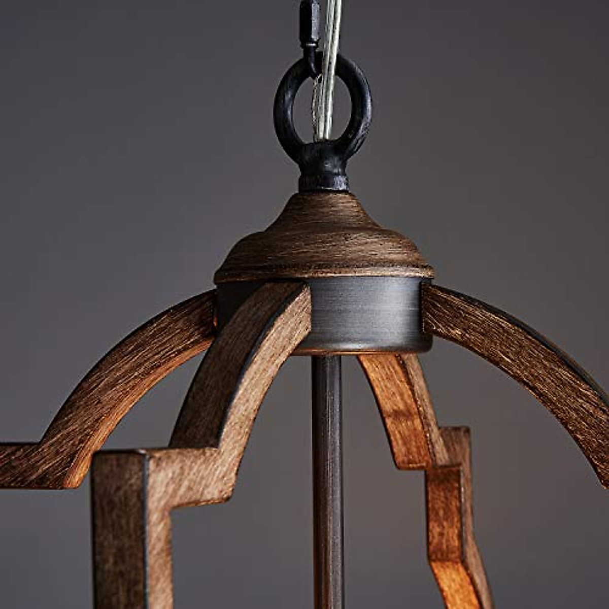 Saint Mossi 4-Lights Wooden Finish Farmhouse Chandelier Light Fixture,Rustic Globe Chandelier Style,Globe Pendant Light Farmhouse Pendant Light Fixtures,H22 x D20,Chain Adjustable