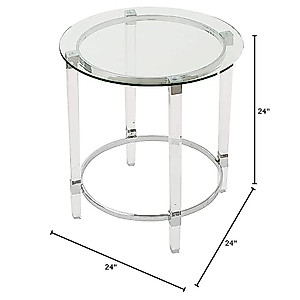 Christopher Knight Home Orianna Acrylic and Tempered Glass Circular Side Table, Clear, 24 in x 24 in x 24 in