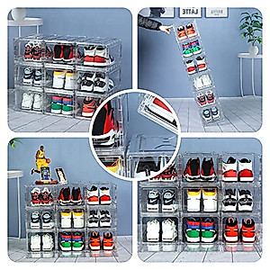 BBYB Shoe Box,Drop Front Shoe Box,Clear Plastic Stackable Storage Bins,Magnetic Transparent Door Clear Storage Bins 3pack (Large, D-Clear)