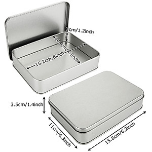 ACXFOND 8 Pack Empty Metal Tins Box with Lid - Cookie Tins Silver Metal Rectangular Tin Box Lids for Treats, Gifts, Favors, Candle and Crafts (6.2 x 4.3 x 1.4 Inches)