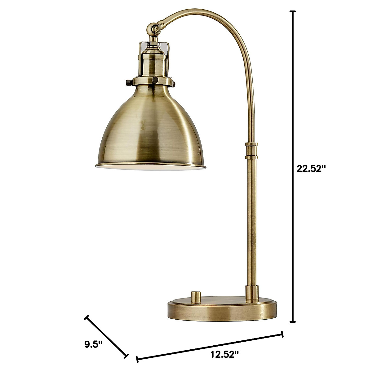 Adesso 3906-21 Abbott Desk Lamp, 20 in, 40W Standard, 40W LED, Antique Brass, 1 Table Light